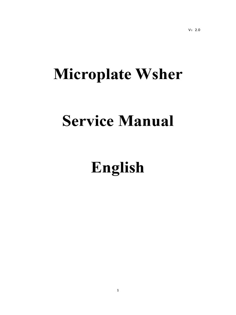 Microplate washer Service manual | PDF | Washing Machine | Pump