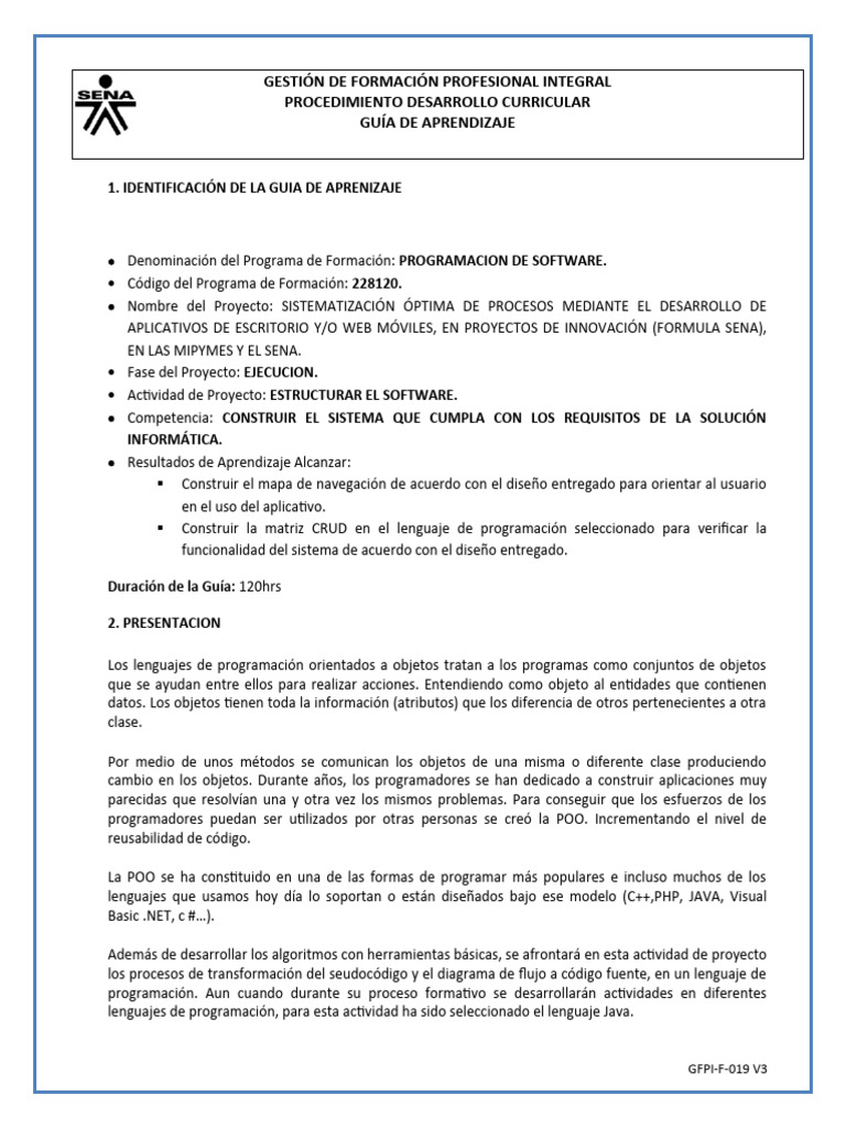 6. Guia de Aprendizaje_introduccion JAVA (1) | PDF | Lenguaje de ...