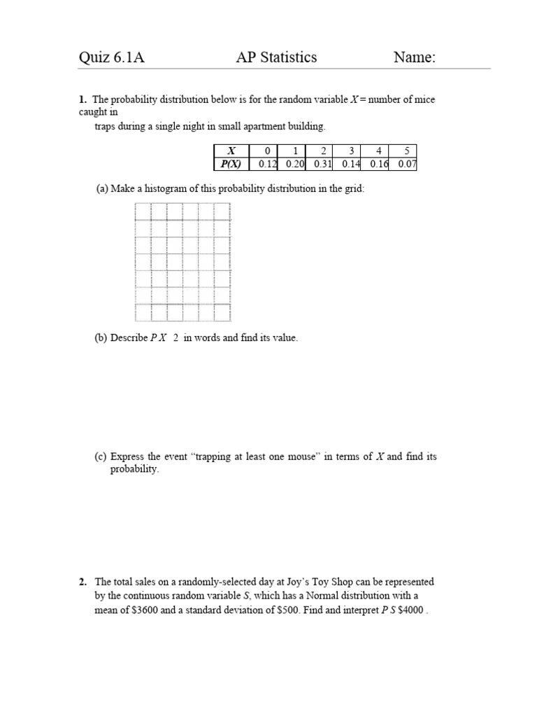 AP Statistics Quiz 6.1B Overview | PDF | Standard Deviation | Statistics