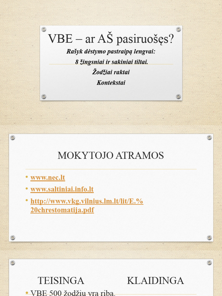 2 Paskaita VBE - Ar AŠ Pasiruošęs | PDF