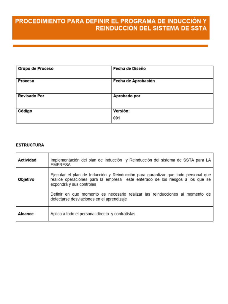Programa Induccion y Reinducción | PDF | Presupuesto | Business