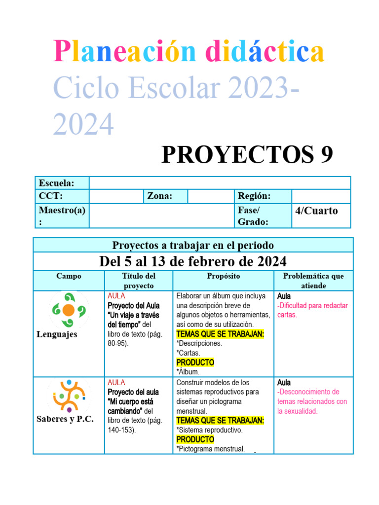 4° Proyecto 9 | PDF | Adolescencia | Evaluación