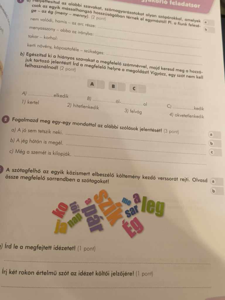 Felvételi Feladatsor Magyar 2 | PDF