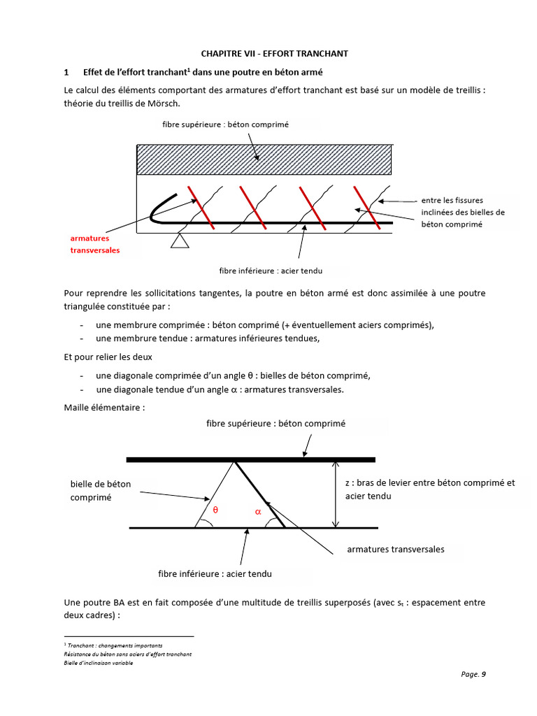 Calcul de l'Effort Tranchant en Poutres | PDF | Béton armé | Ingénierie ...