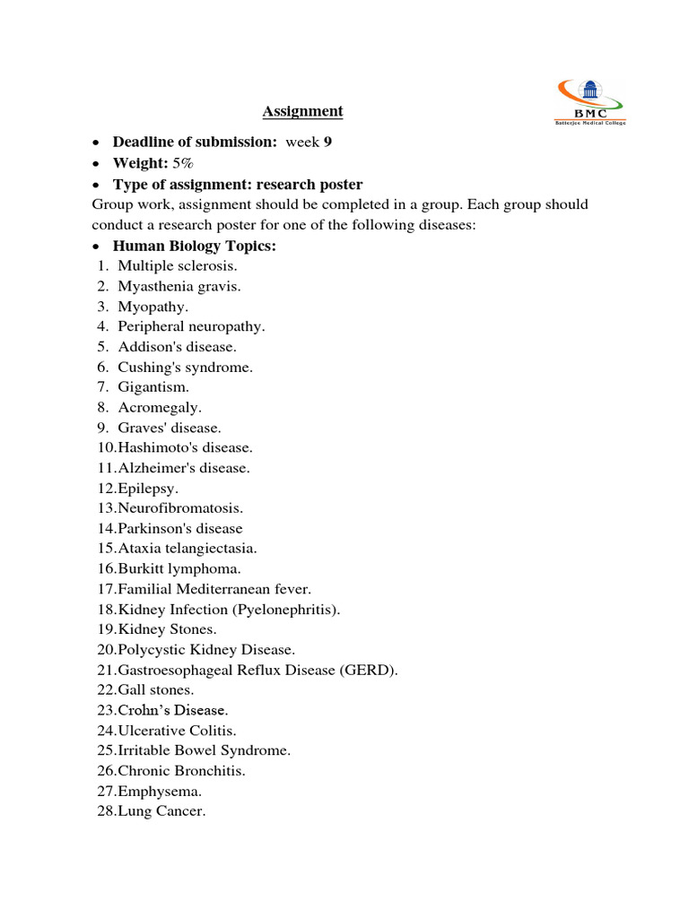 Human Biology Assignment | PDF | Clinical Medicine | Medical Specialties