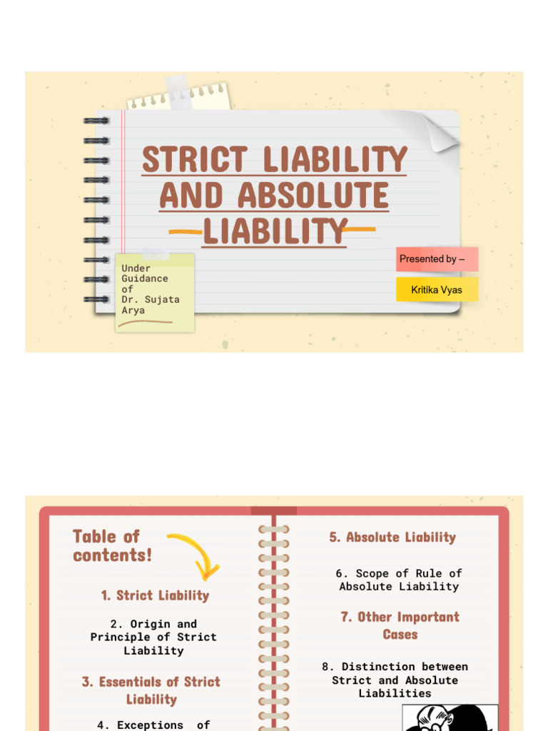 Strict and Absolute Liability.. | PDF | Strict Liability | Legal Liability