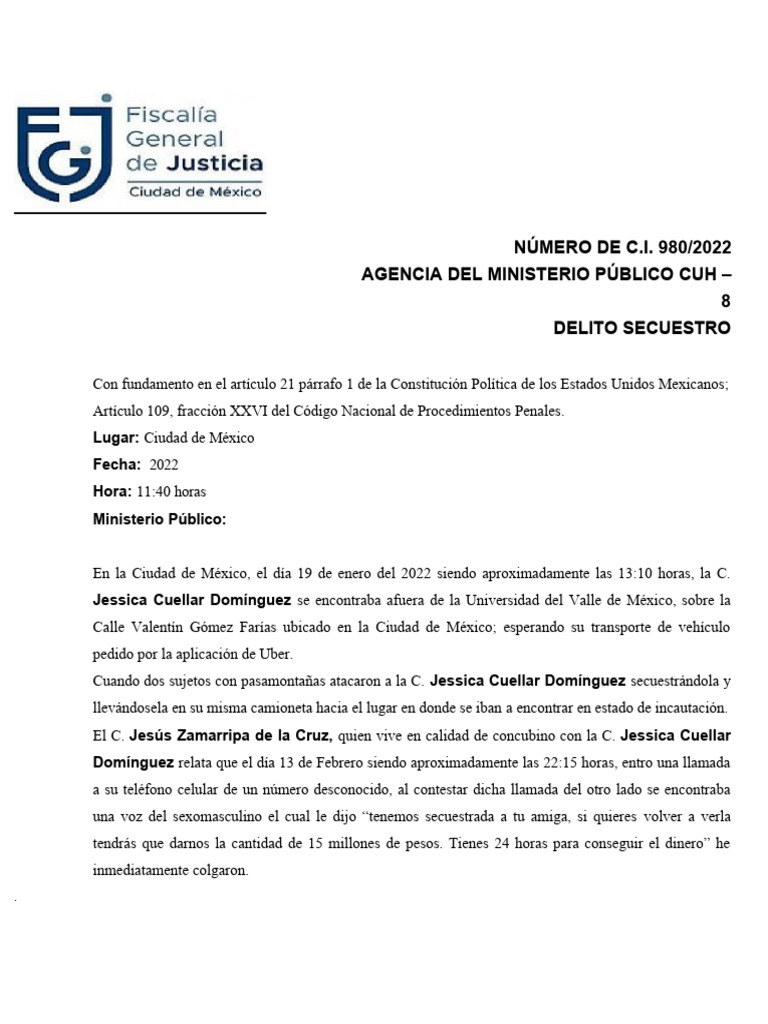 Carpeta de Investigación Secuestro | PDF | Secuestro | Asistencia legal