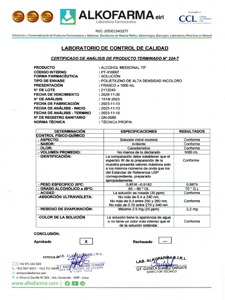 224 - ALCOHOL MEDICINAL X 1000 ML | PDF