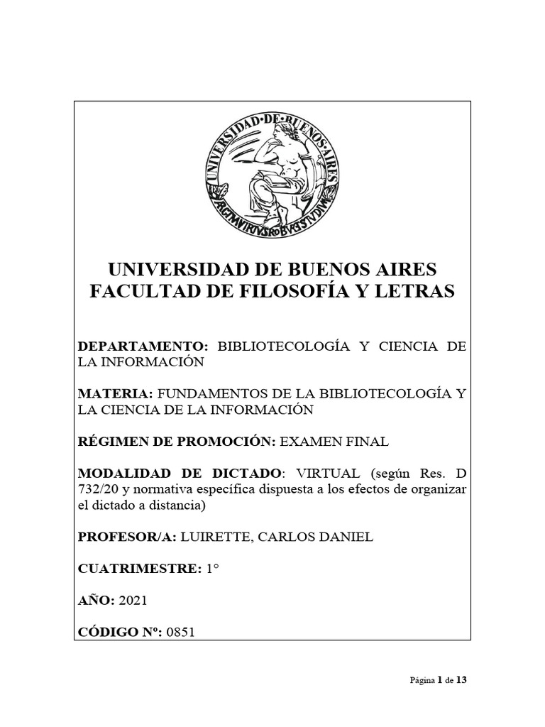0851 - Fundamentos de La Bibliotecología y La Ciencia de La Información | PDF | Red mundial ...