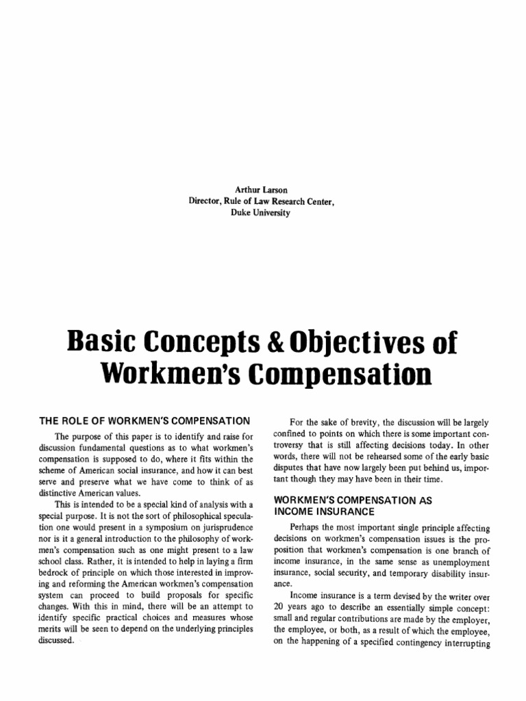 Basic Concepts & Objectives of Workmen - S Compensation | PDF | Cost Of ...