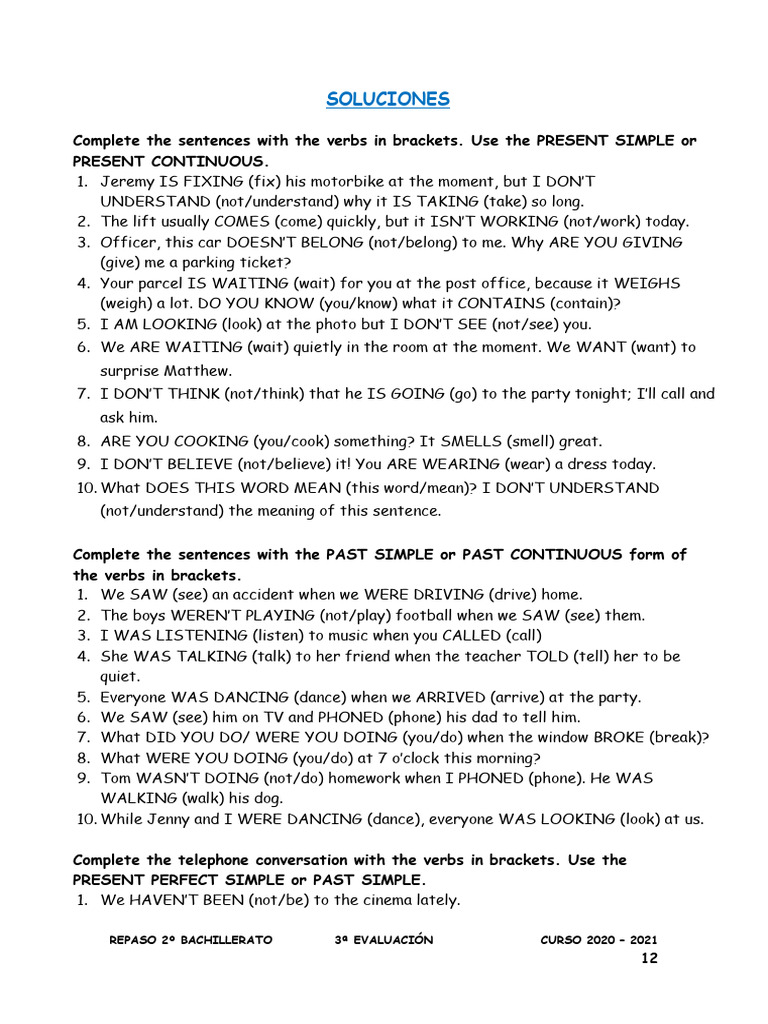 Soluciones REPASO - 3 - EVAL | PDF