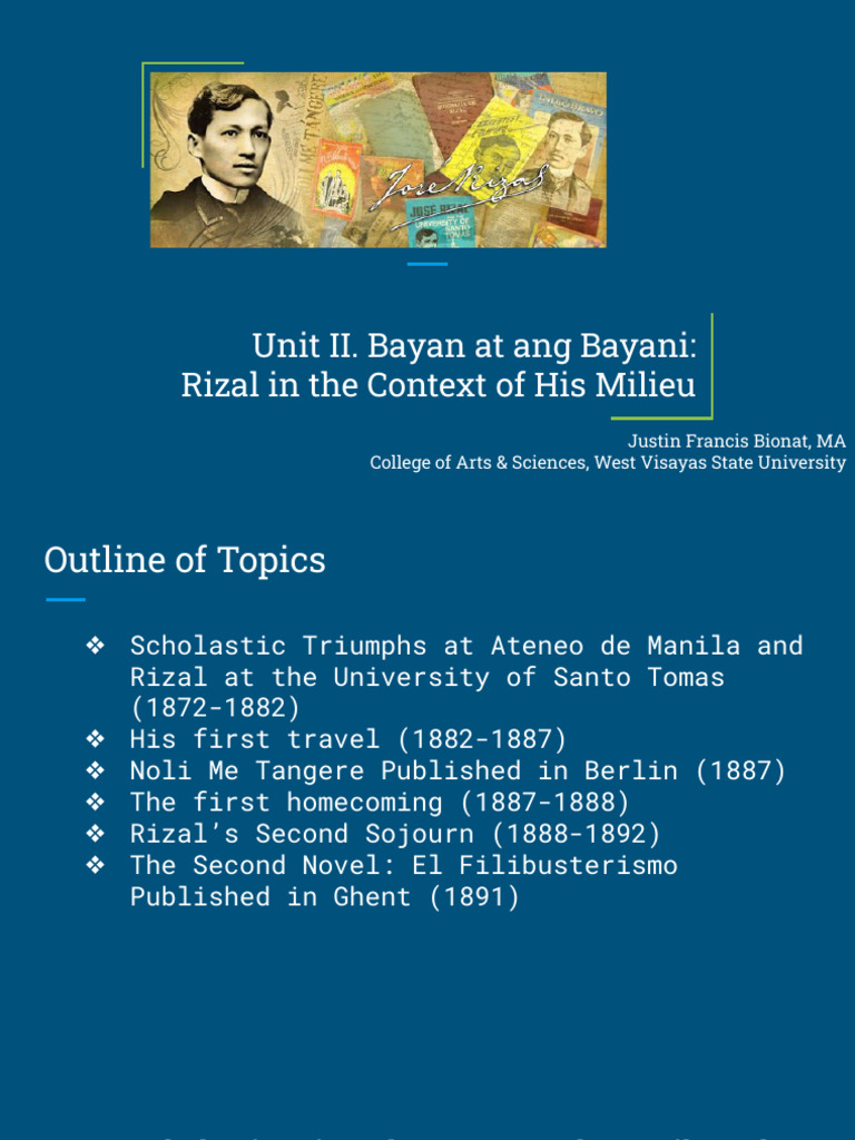 Unit II. Bayan at Ang Bayani - Rizal in The Context of His Milieu | PDF | Classics | General Fiction