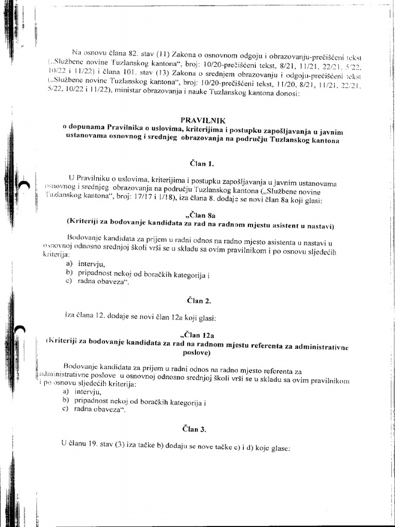 Pravilnik-Zaposljavanje Sa Izmjenama I Dopunama | PDF