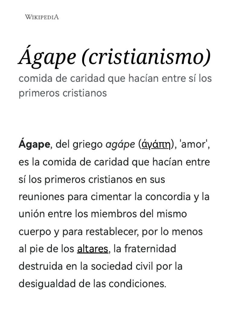 Ágape (Cristianismo) - Wikipedia, La Enciclopedia Libre | PDF ...