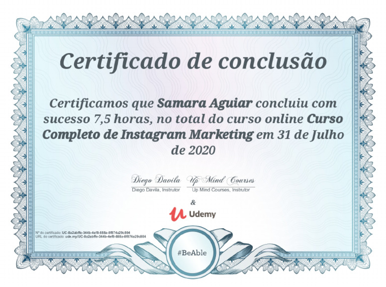 Certificado Curso Udemy | PDF