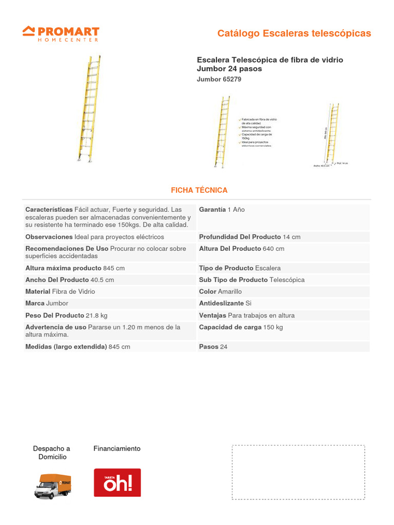 Ficha Técnica Escalera Telescópica Jumbor | PDF