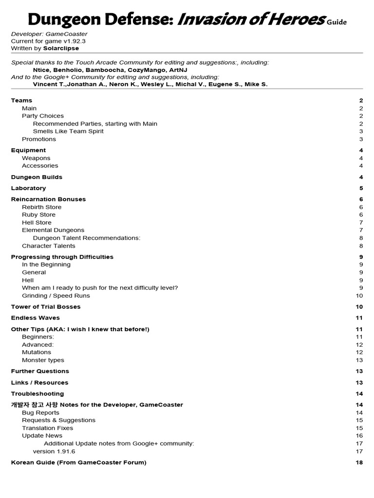 Guide - FAQ Dungeon Defense - Invasion of Heroes | PDF