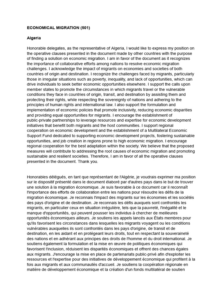Algeria's Stance on Economic Migration | PDF | Human Migration ...