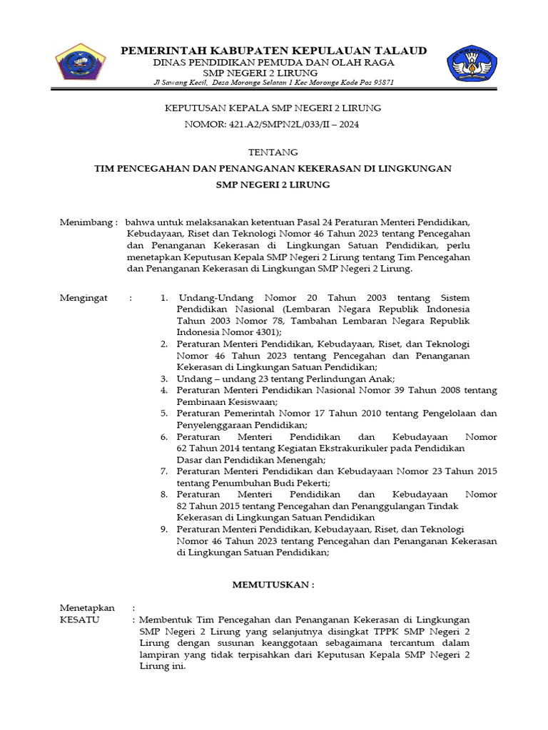 Contoh SK TPPK | PDF | Kesehatan Holistik | Ilmu Sosial