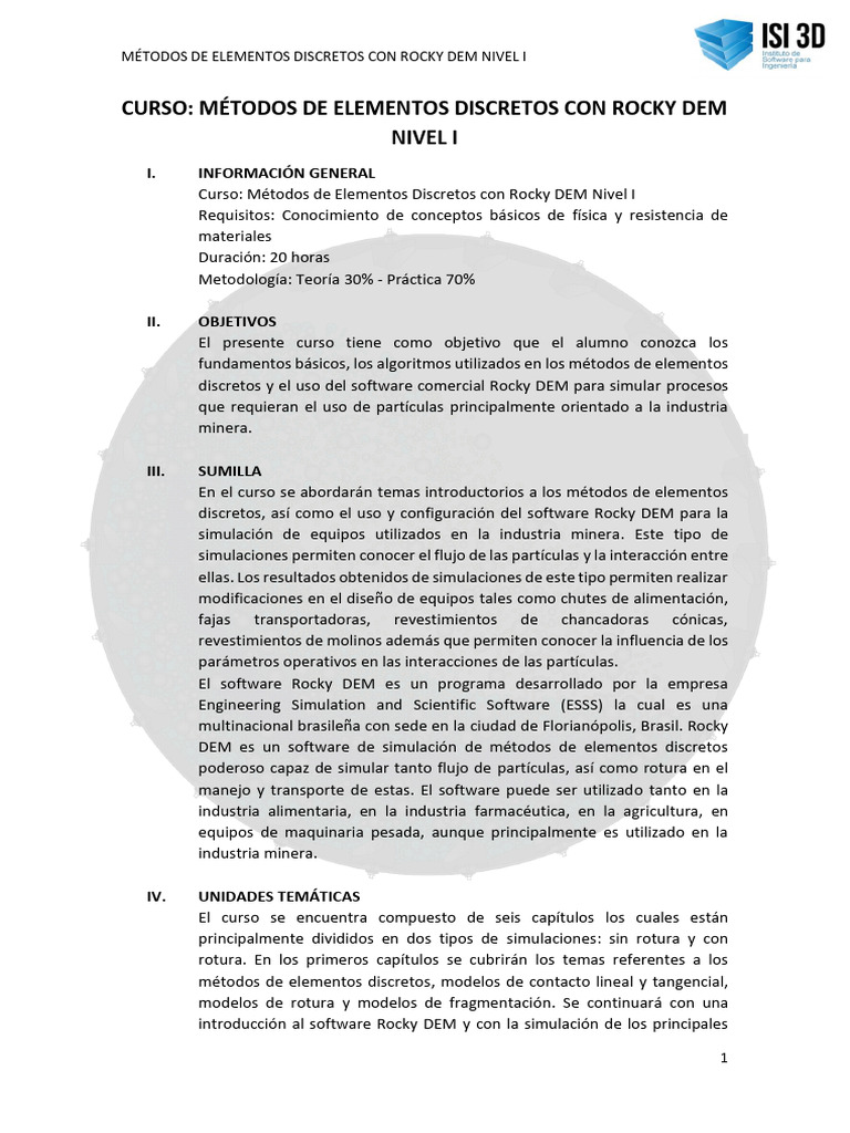Curso Rocky DEM: Métodos Discretos I | PDF | Software | Simulación