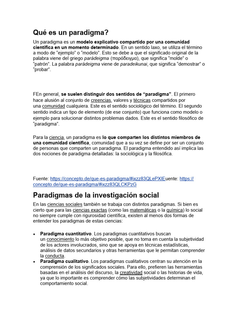 Definición y tipos de paradigmas | PDF | Paradigma | Aprendizaje