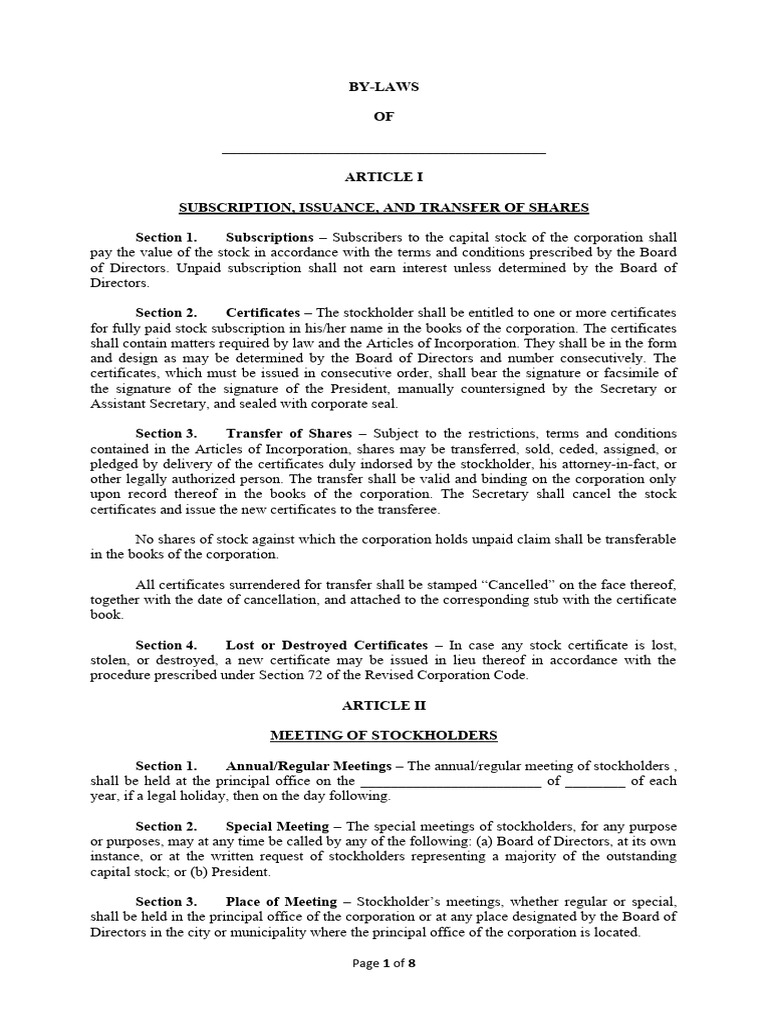 By Laws | Download Free PDF | Board Of Directors | Proxy Voting