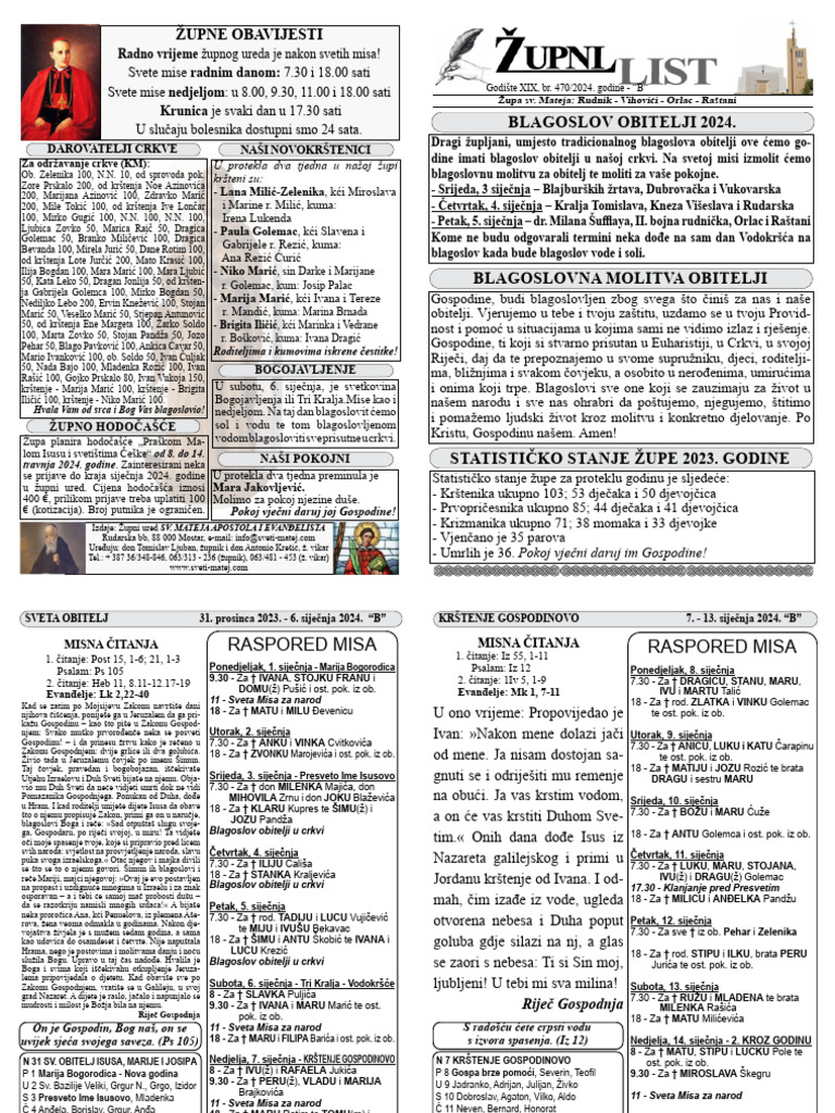 470.2024. - Sveta Obitelj I Krstenje Gospodinovo | PDF