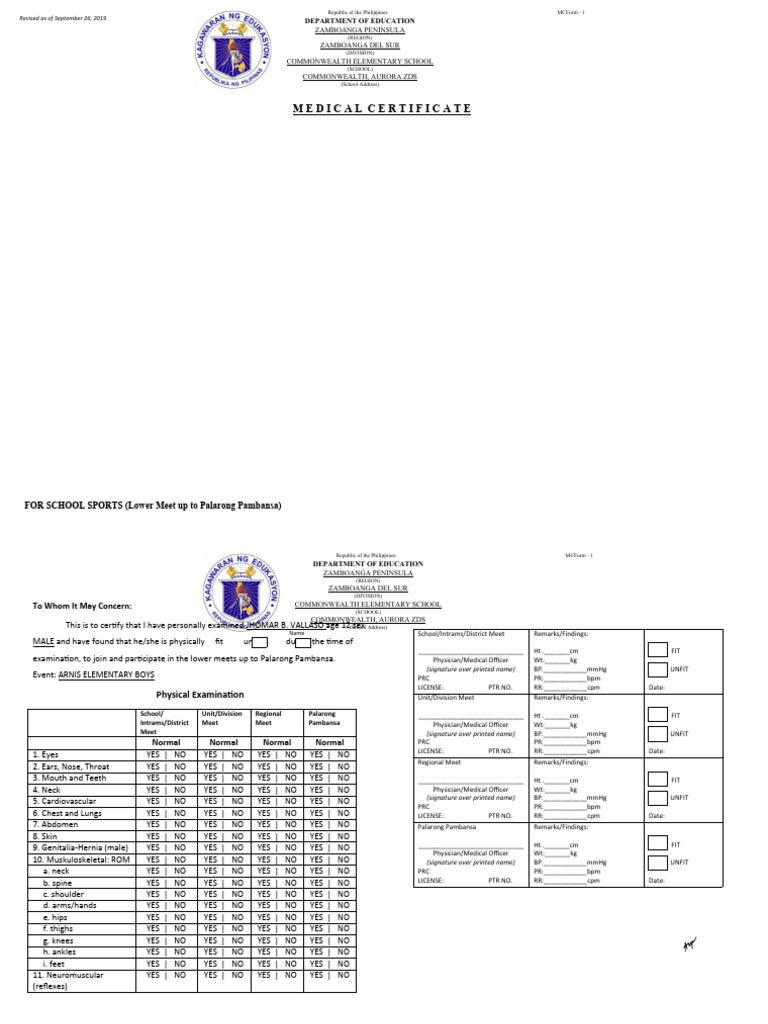 Sample Medical Certificate | PDF