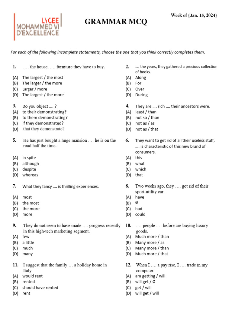 Grammar MCQ | PDF | China | World Politics