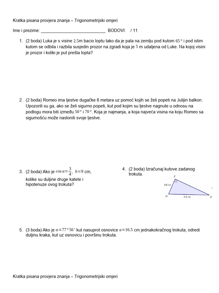 Trigonometrijski Omjeri | PDF
