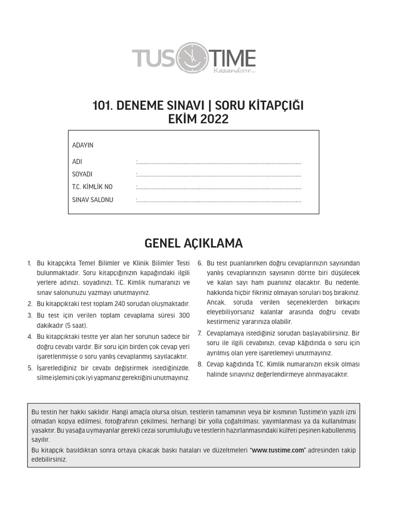 Tustime Deneme Sinavi 101 | PDF