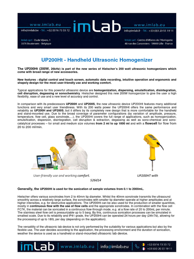 Hielscher Brochure Pricelist Eng UP200Ht UP200St Ultrasonic Homogenizer Imlab - 0 | PDF ...