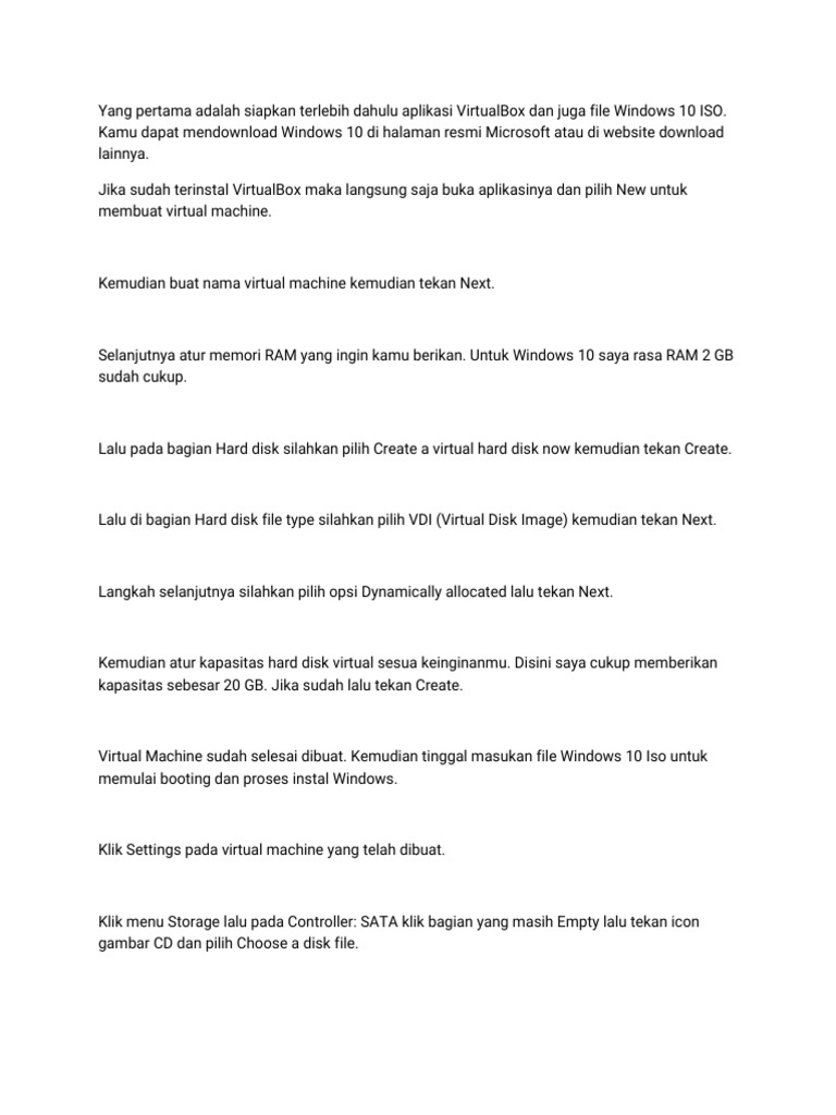 Tutorial Install Windows Di Virtual Box | PDF | Pengelolaan Keuangan & Uang | Game & Aktivitas