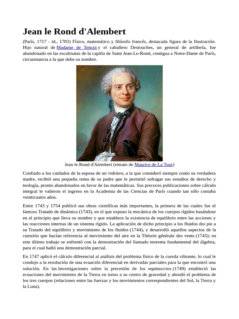 Jean Le Rond D Alembert | PDF