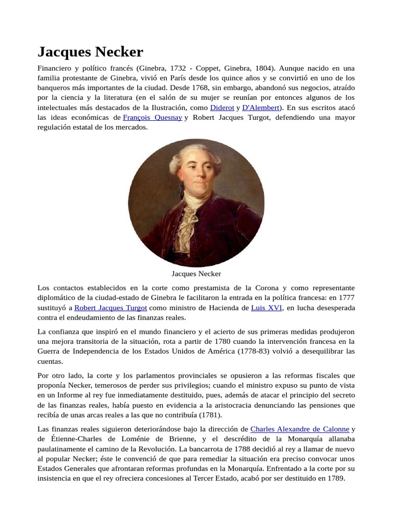Jacques Necker | PDF | Francia moderna temprana | Francia