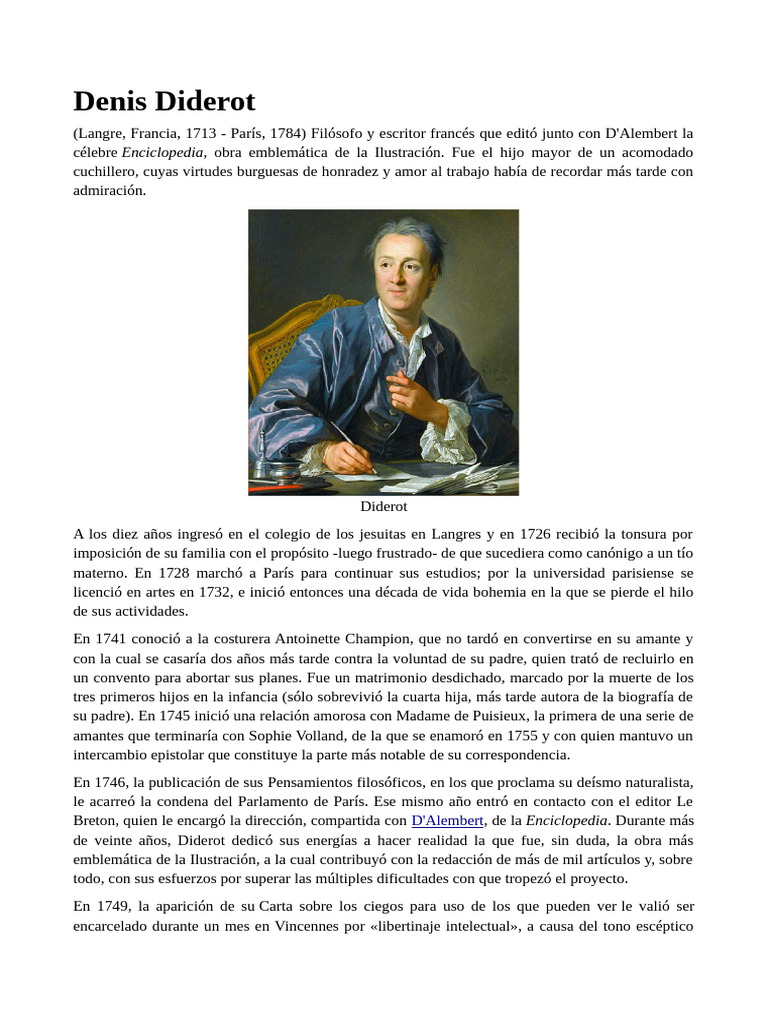 Denis Diderot | PDF | Filosofía moderna