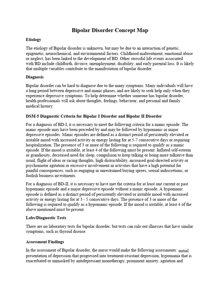 Bipolar Concept Map | PDF | Bipolar Disorder | Mania