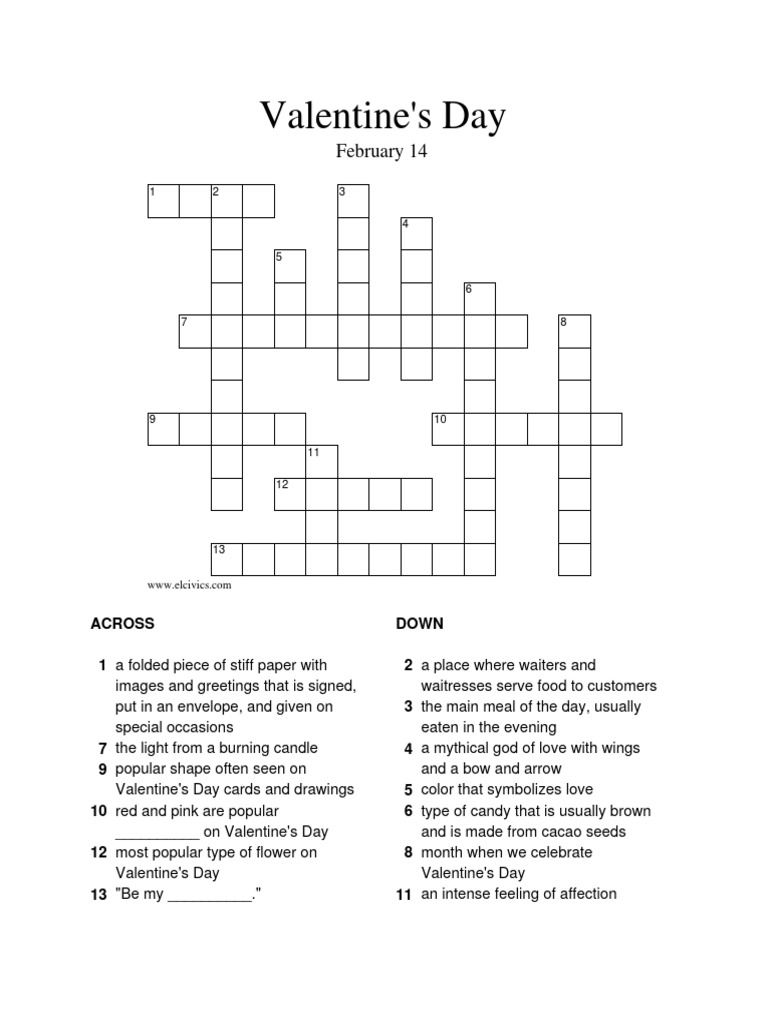 Valentines Day Crossword | PDF