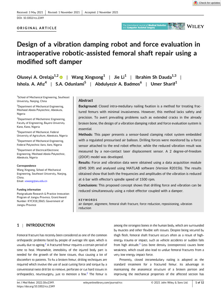 Robotics Computer Surgery - 2021 - Orelaja - Design of A Vibration ...