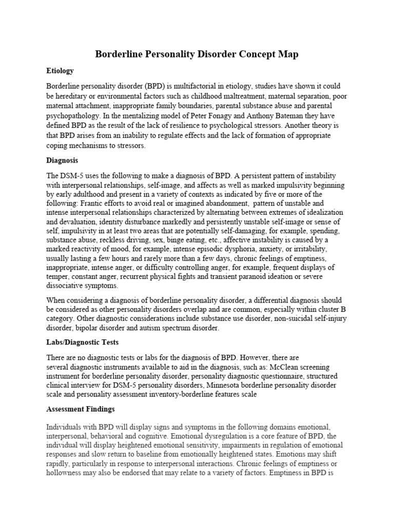 BPD Concept Map | PDF | Borderline Personality Disorder | Personality ...