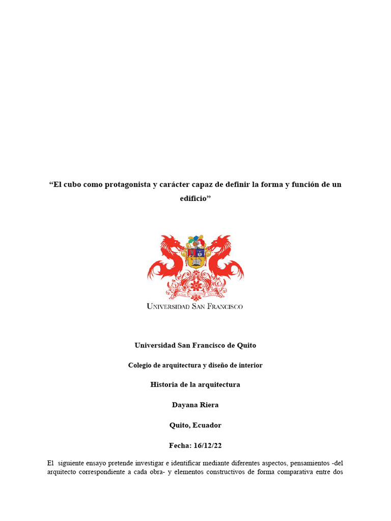 "El Cubo Como Protagonista y Carácter Capaz de Definir La Forma y Función de Un Edificio" Final ...