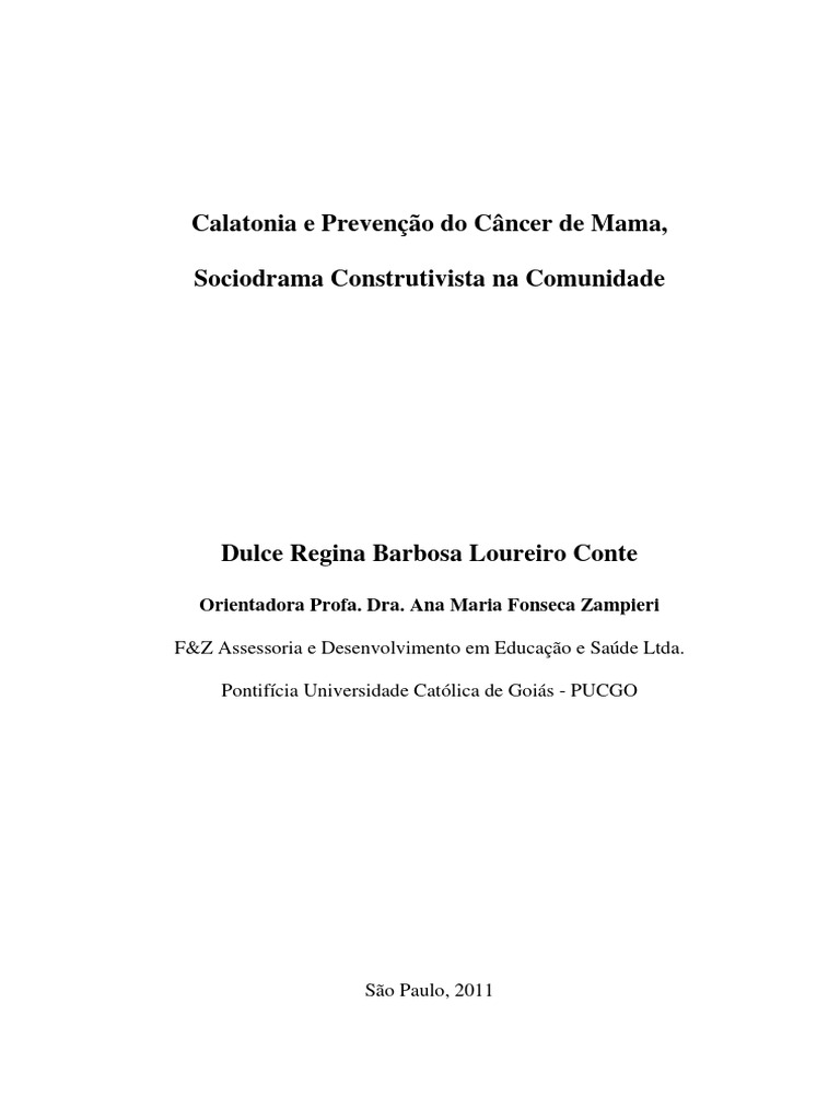 Calatonia e Câncer de Mama: Prevenção Comunitária | PDF | Emoções ...