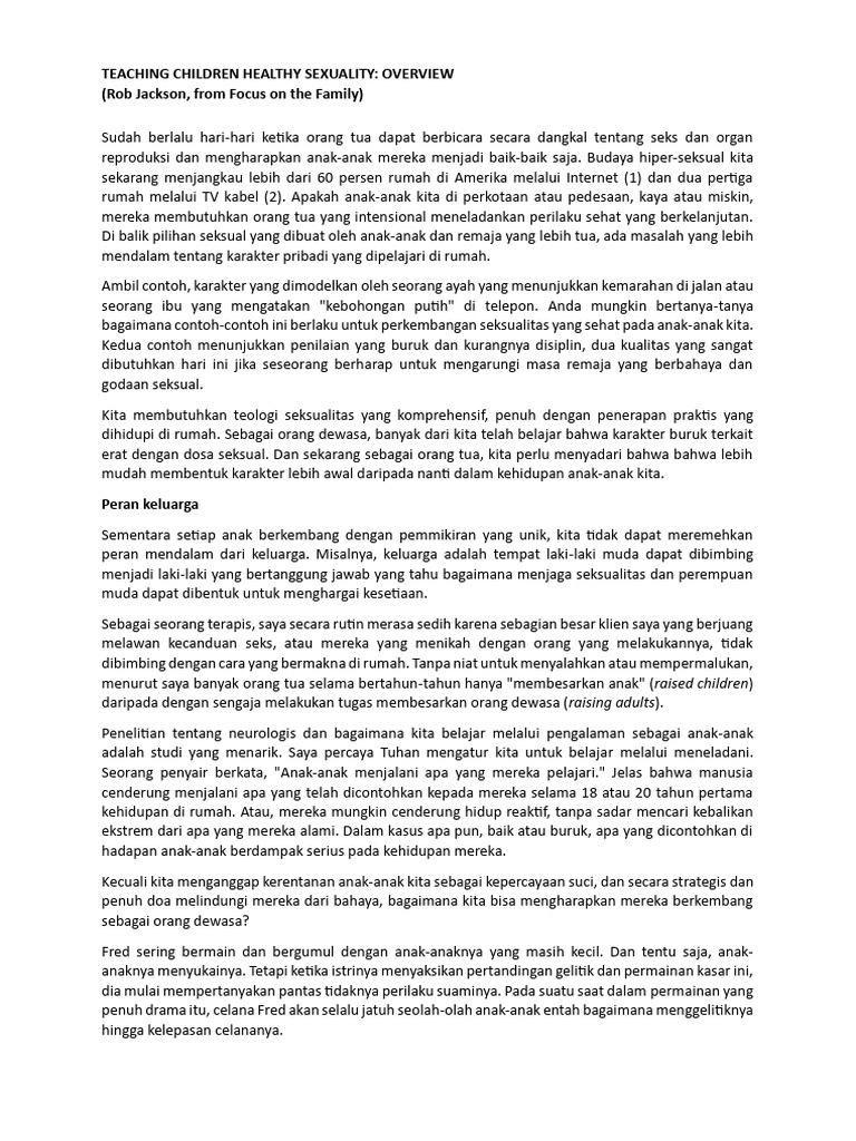 BIND - Teaching Children Healthy Sexuality - Overview | PDF