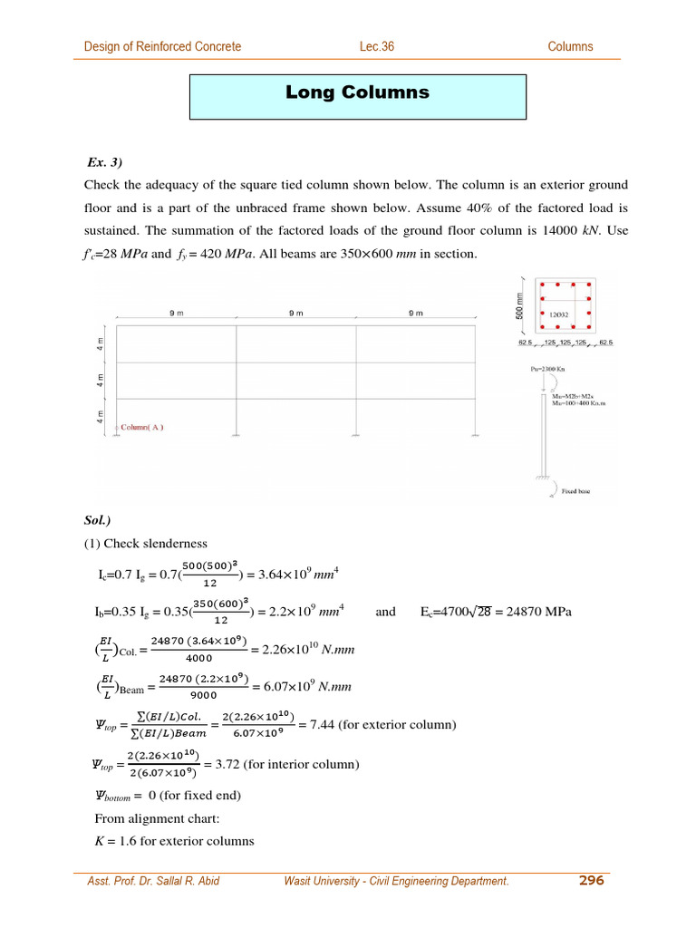 Lec.35 Long Columns II | Download Free PDF | Physical Sciences | Environmental Design