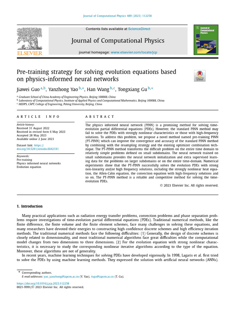 2023-Pre-Training Strategy For Solving Evolution Equations Based On ... 2023-Pre-Training Strategy For Solving Evolution Equations Based On ...