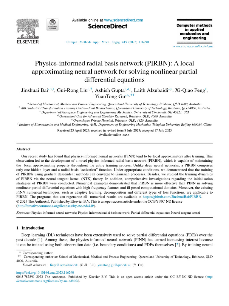 2023-Physics-Informed Radial Basis Network (PIRBN) A Local | PDF | Partial Differential Equation ...