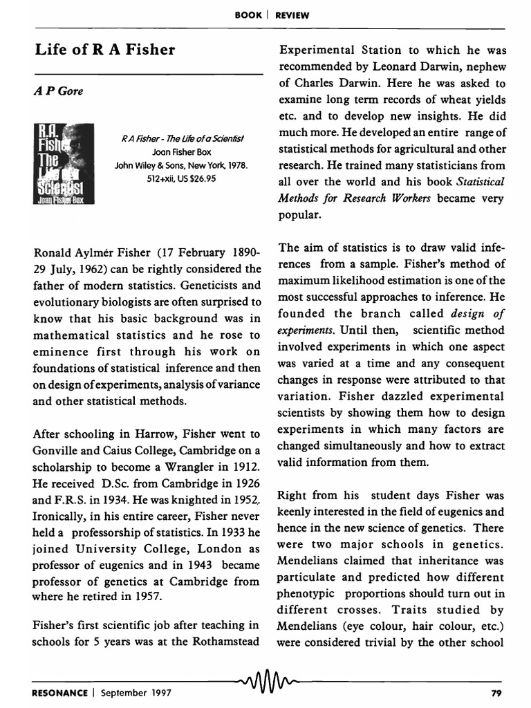 Box (1978) La Vida de Fisher | PDF | Statistics | Science