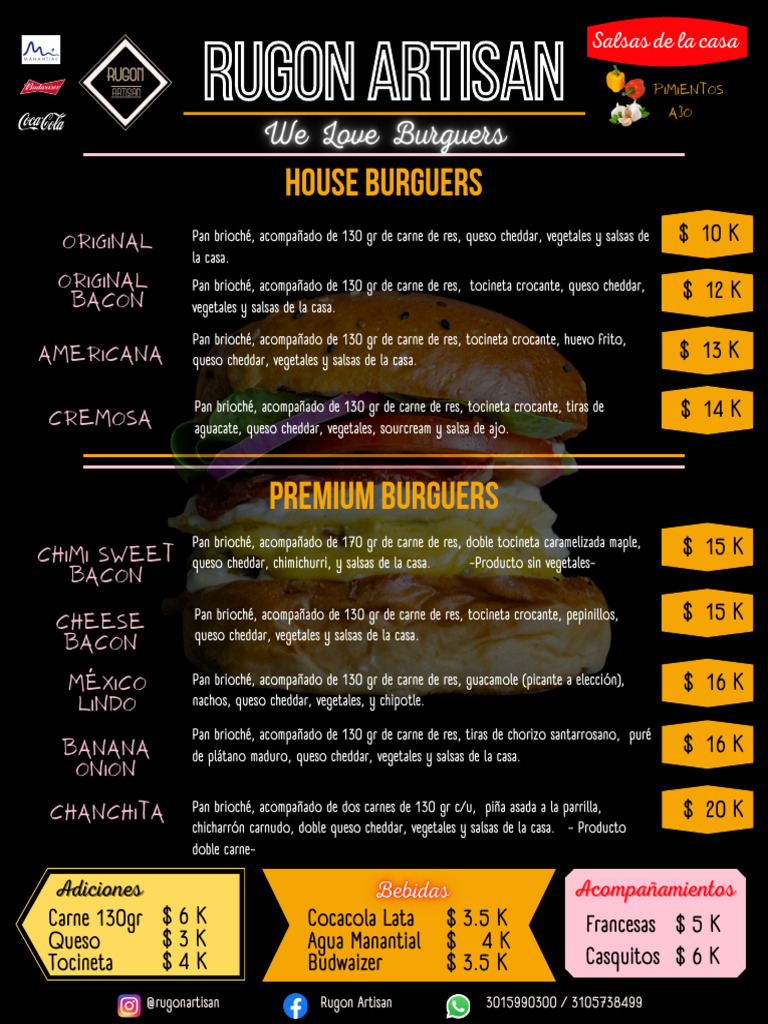 Menu Rugon Artisan | PDF | Tocino | Carne