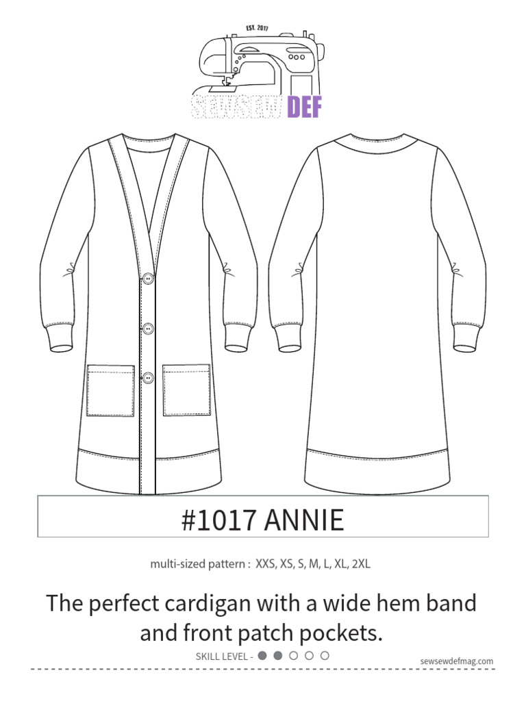 1017 Annie Cardigan Sewing Instructions | PDF | Seam (Sewing) | Sewing