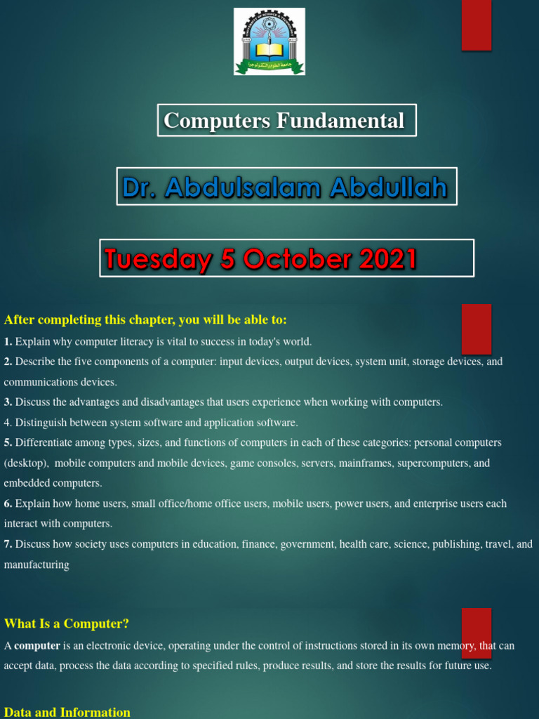 Computer Fundamentals Explained | PDF | Personal Computers | Operating System